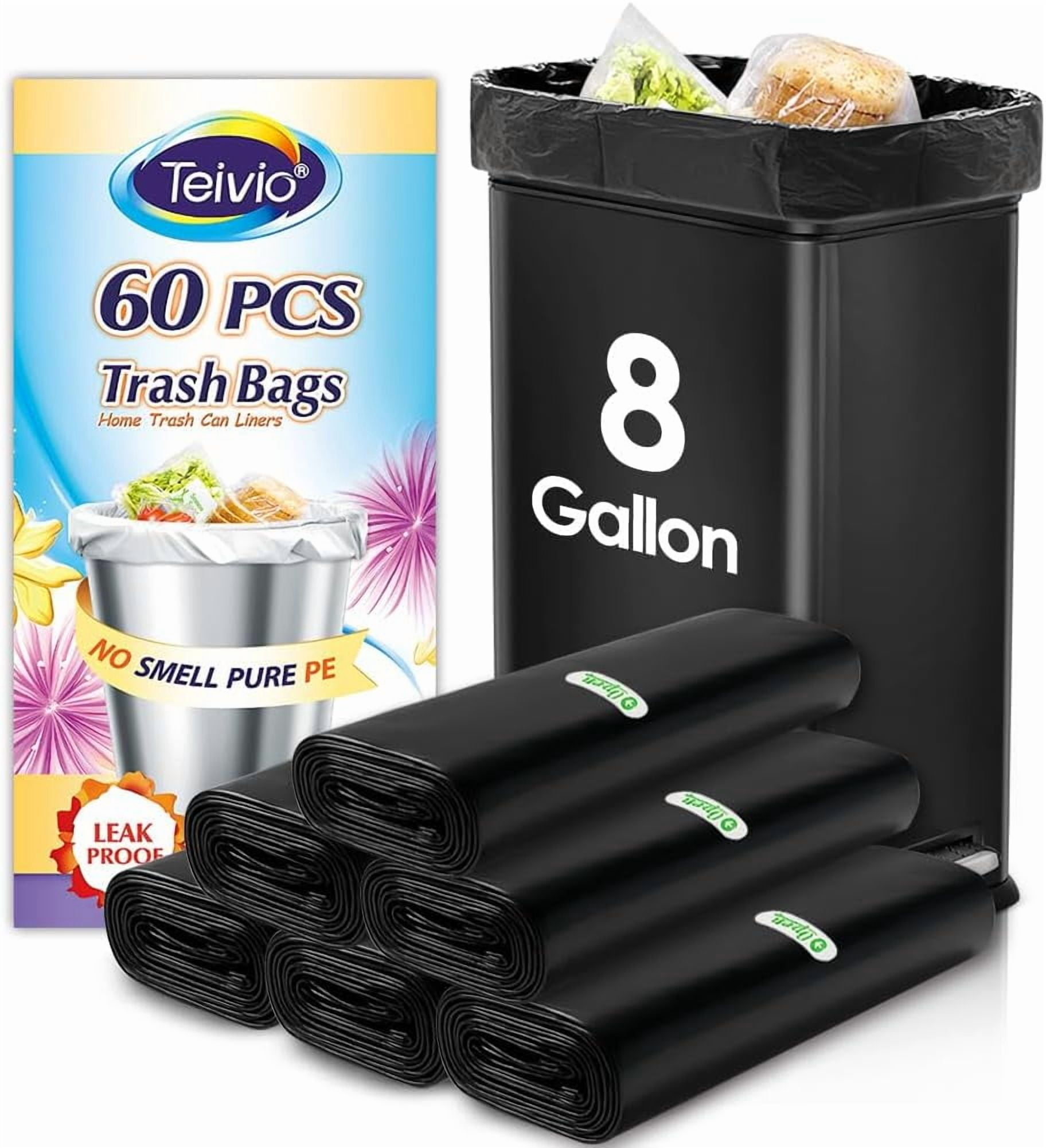 8 Gallon 60 Counts Strong Trash Bags Garbage Bags by , Bathroom Trash ...