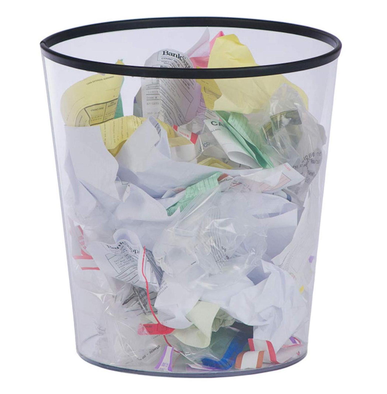 8 Gallon Clear Trash Can - Medium Size - Garbage Can - Waste Basket ...