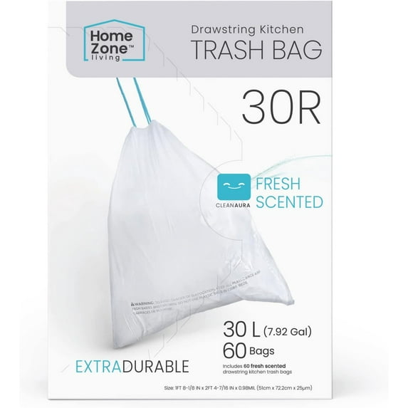8 Gallon Kitchen Trash Bags with Drawstring Handles, Heavy Duty Custom ...