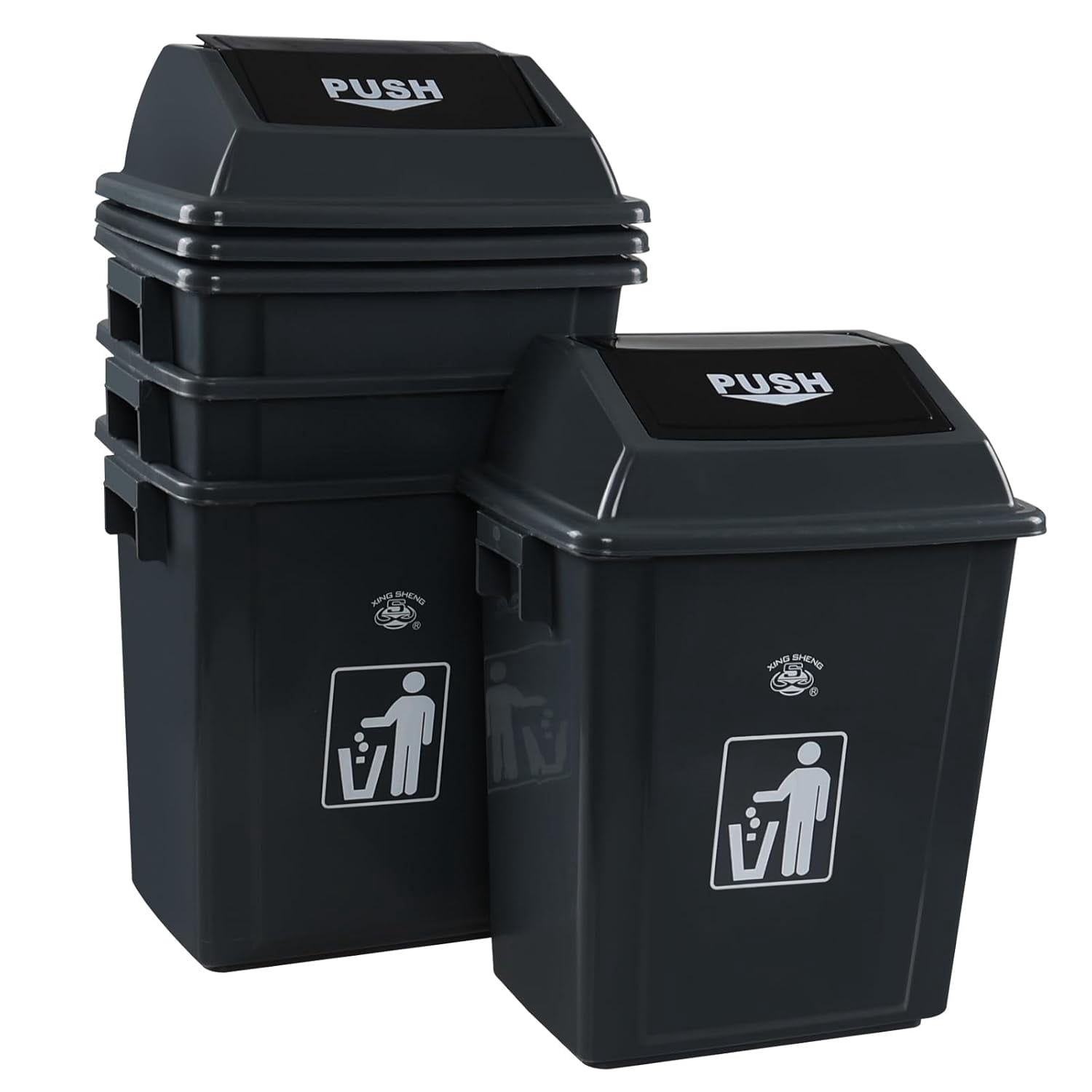 8 Gallon Kitchen Trash Can with Swing Top, Plastic Office Garbage Can ...