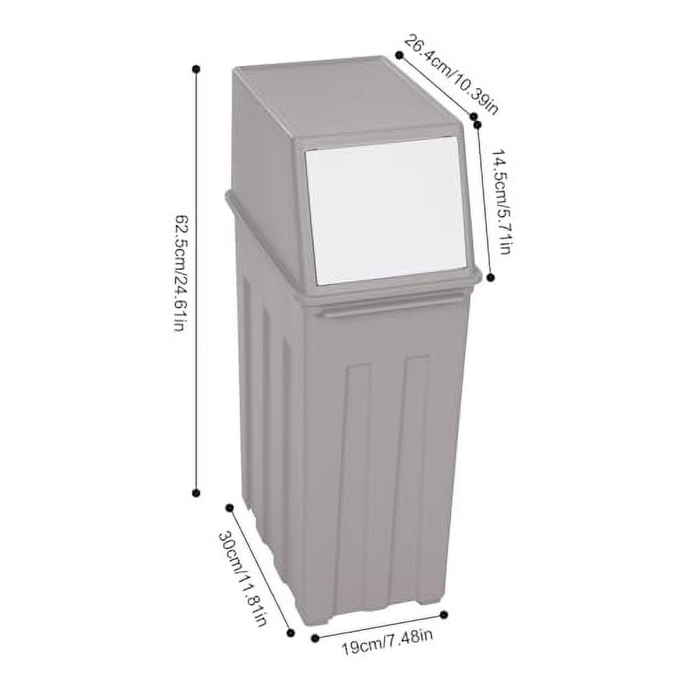 8 Gallon Large Capacity Trash Can, Slim Trash Can with Lid, 7.5 x 12 x ...