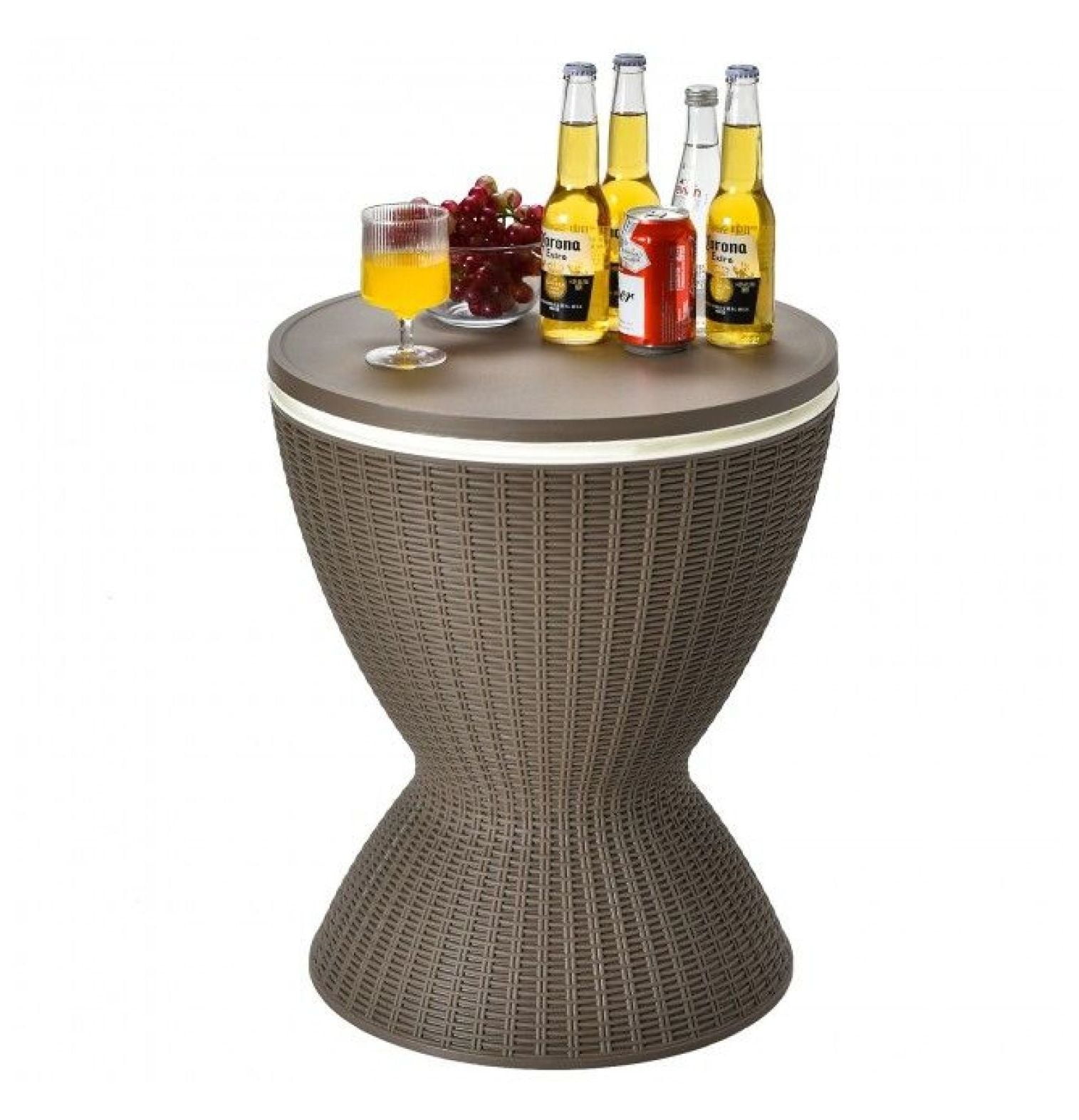 8 Gallon Patio Cooler Bar Table, Rattan Ice Bucket with Adjustable ...