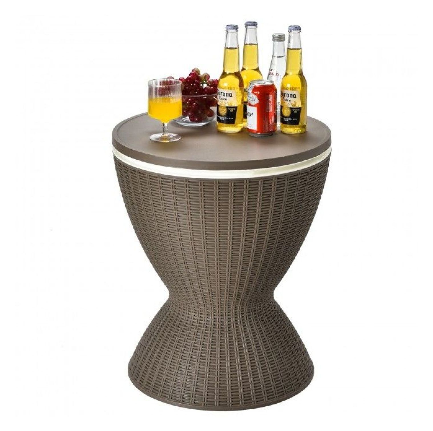 8 Gallon Patio Cooler Bar Table, Rattan Ice Bucket with Adjustable ...