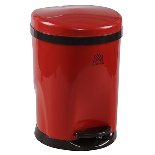 .8 Gallon Plastic Round Step Trash Wastebasket with Lid, Small Bathroom ...