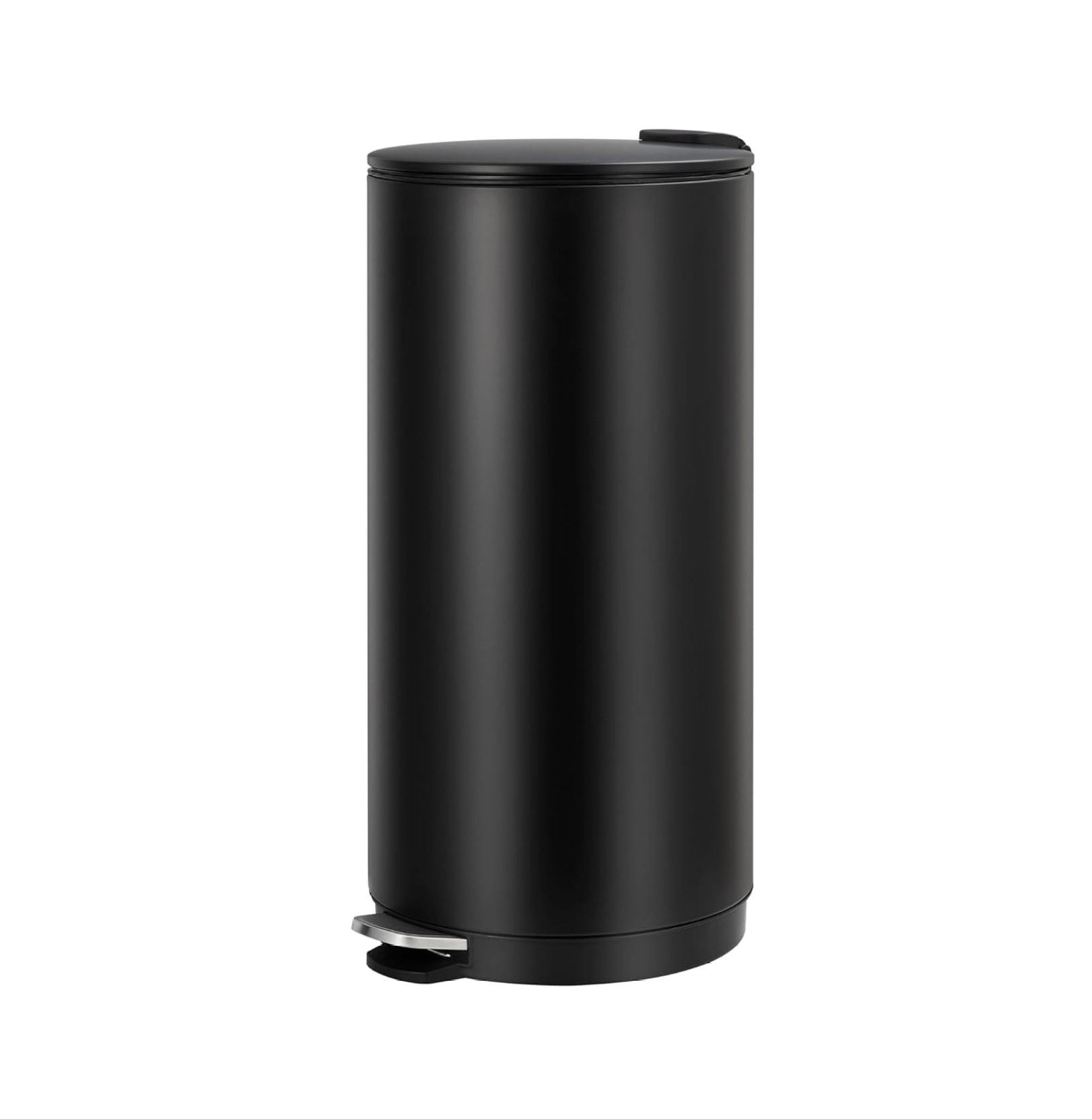 8 Gallon Round Trash Can with Soft-Close Lid and Foot Pedal, Compact Stainless Steel Garbage Bin ...