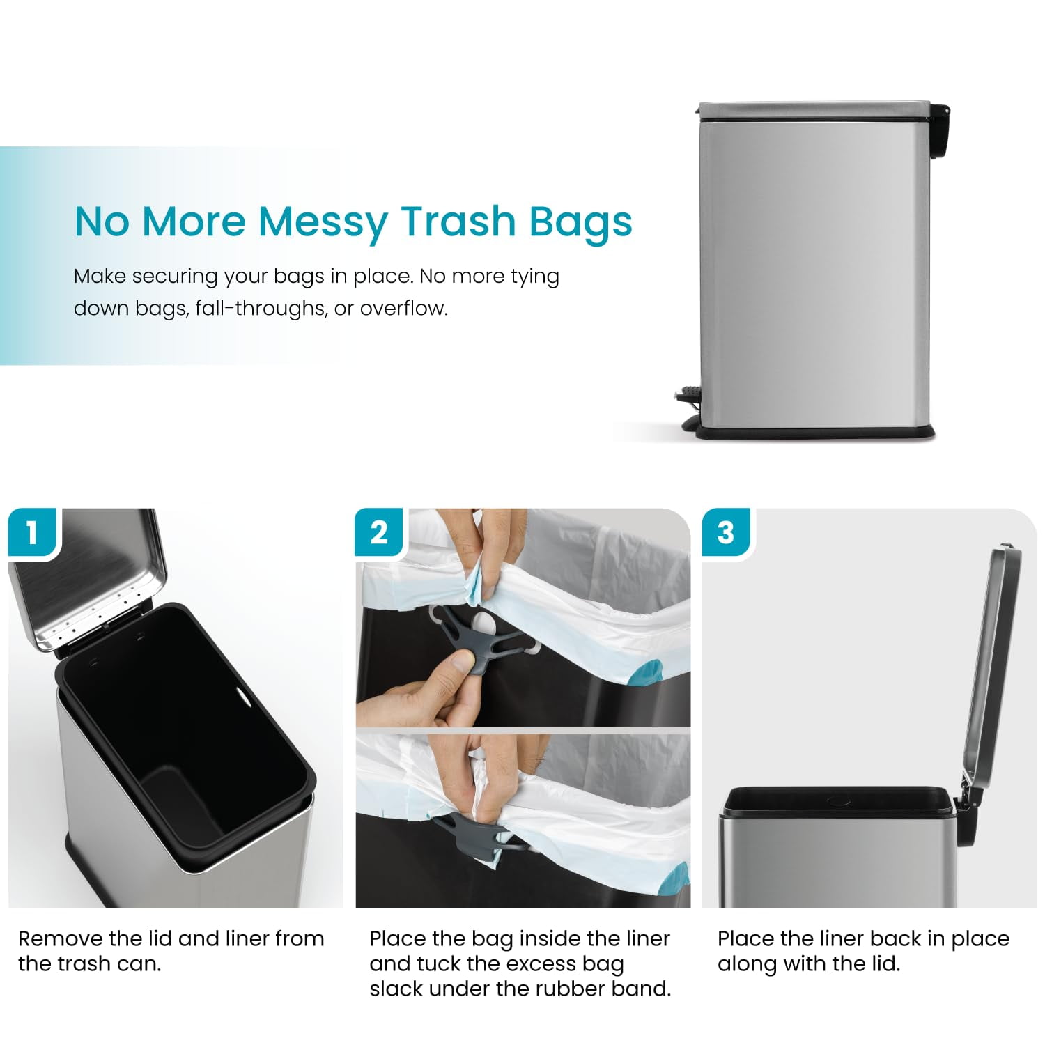 8 Gallon Soft-Close Kitchen Trash Can – Slim Stainless Steel Step Pedal ...