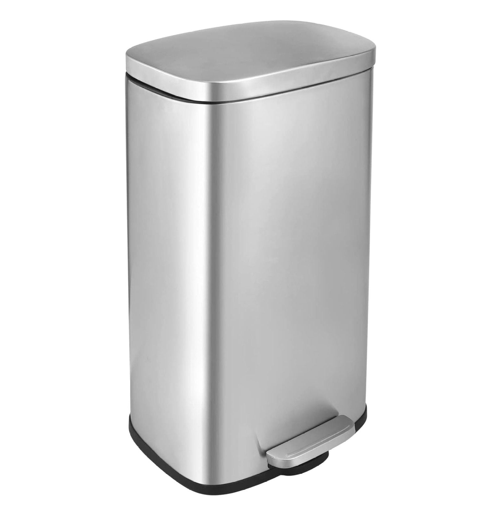 8 Gallon Step Trash Can, Stainless Steel Garbage Bin, Soft-Close ...