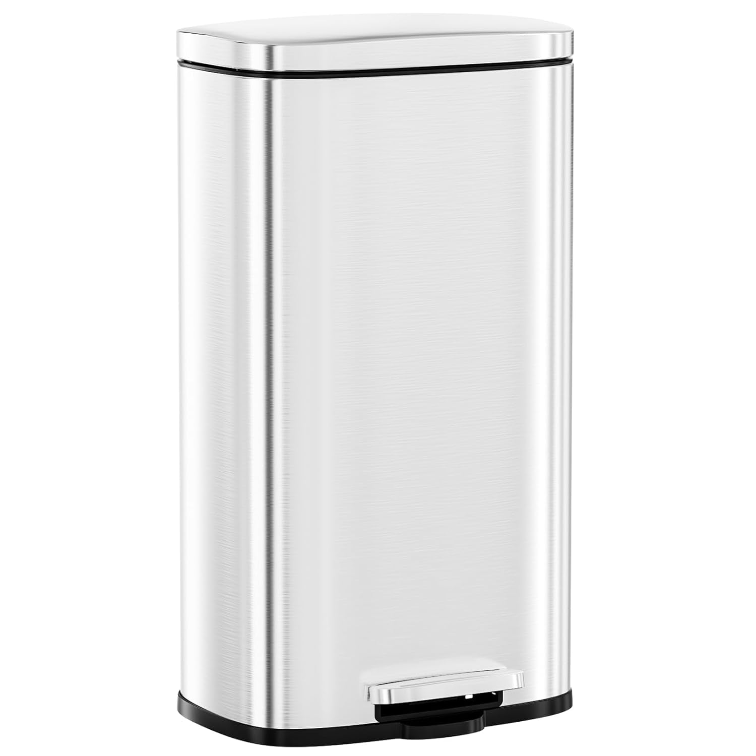 8 Gallon Step Trash Can, Stainless Steel Garbage Bin, Soft-Close ...