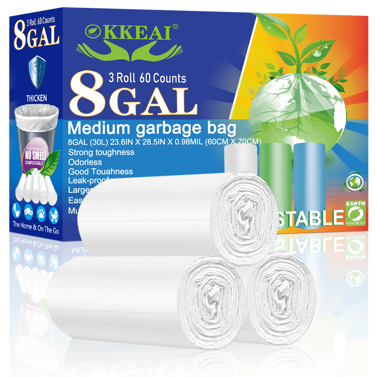 8 Gallon Trash Bags 30L Garbage Bags Medium White Kitchen Trash Bags ...