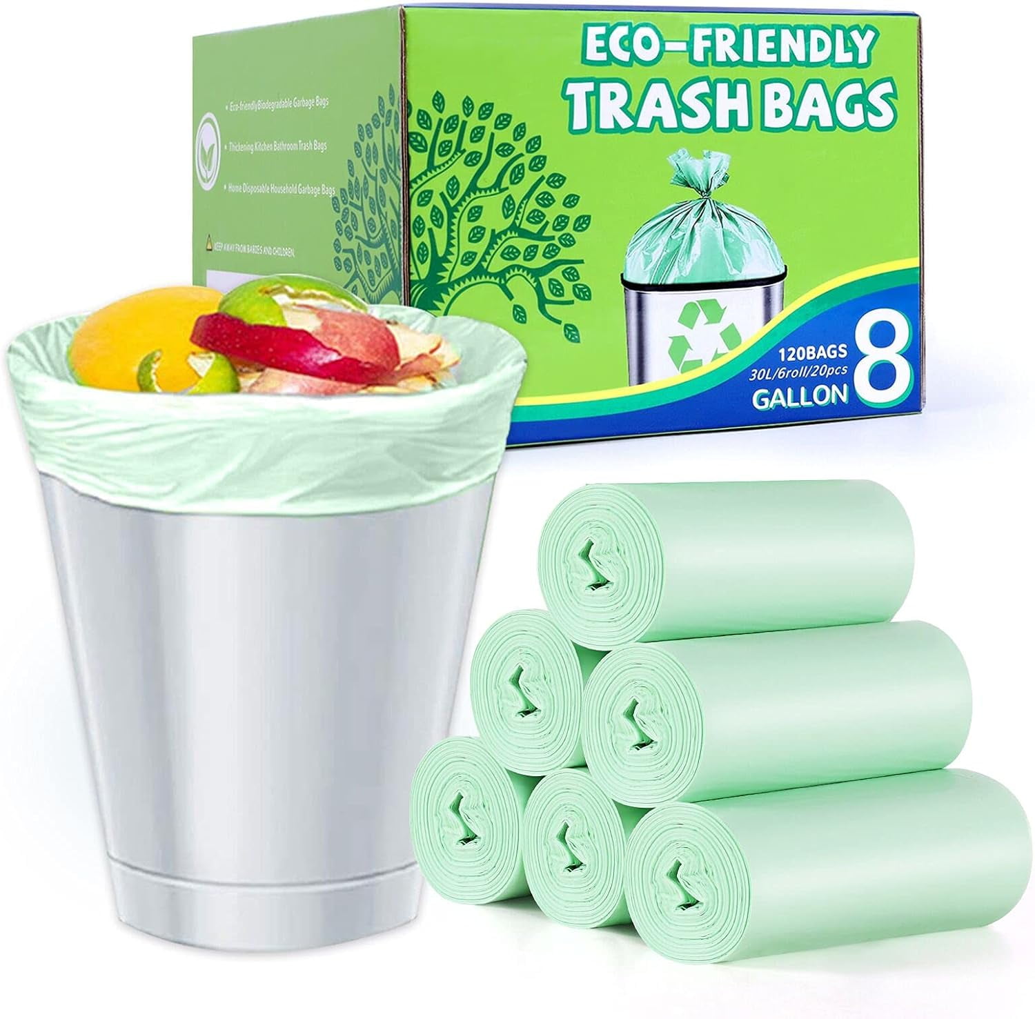 8 Gallon Trash Bags Medium Garbage Bags, Extra Trash-Can-Liner for ...