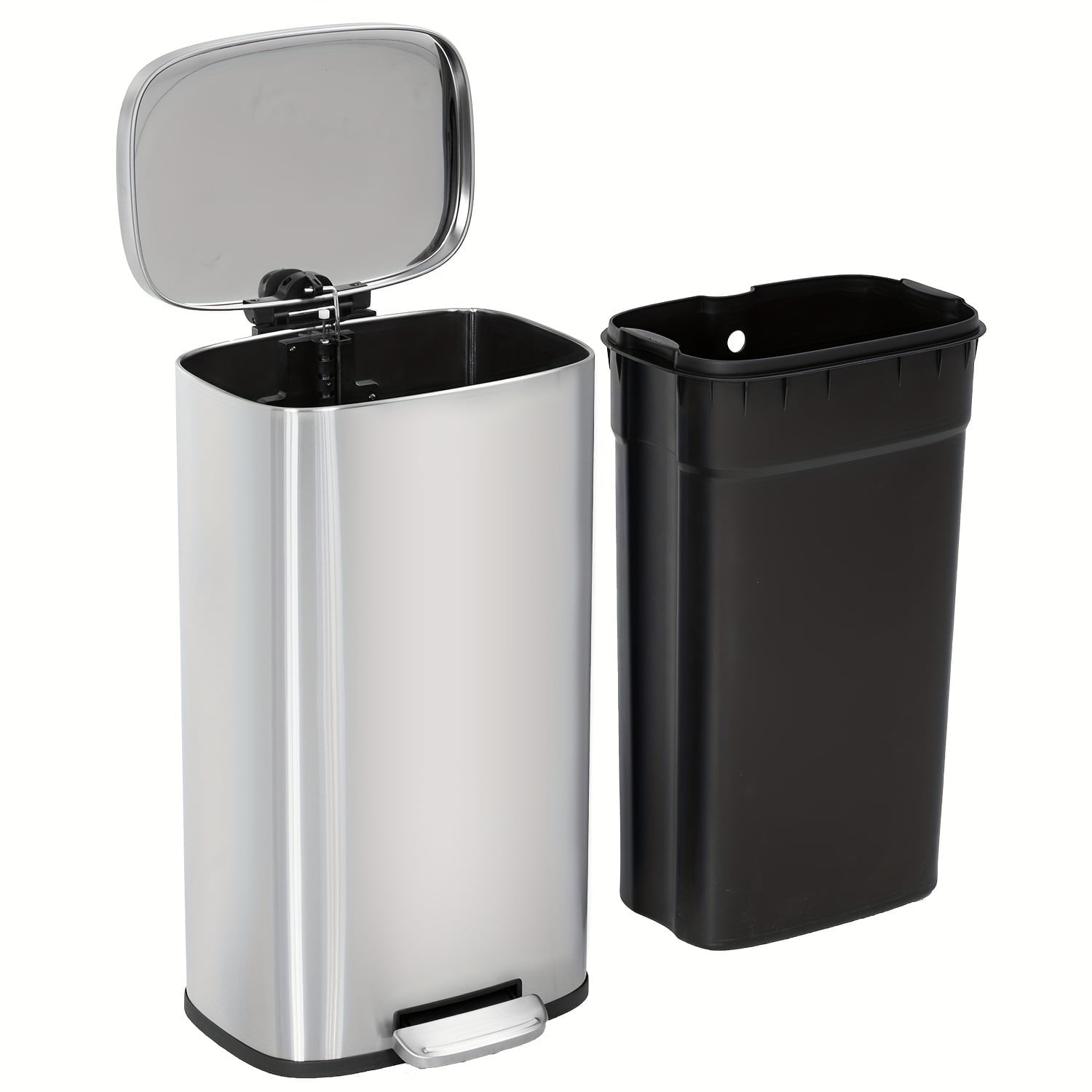 8 Gallon Trash Can Brushed Stainless Steel Kitchen Trash Can with Soft ...