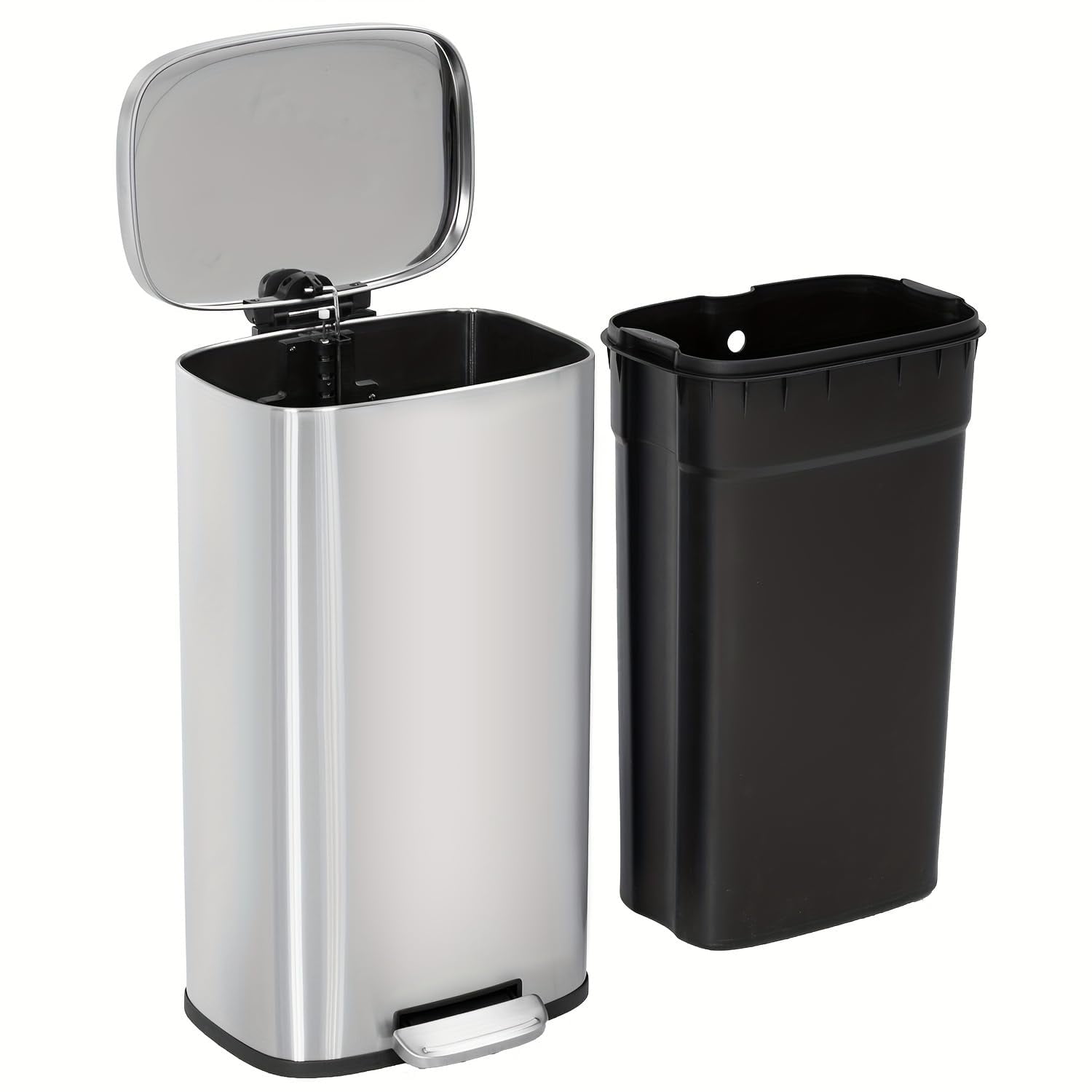 8 Gallon Trash Can Brushed Stainless Steel Kitchen Trash Can with Soft ...