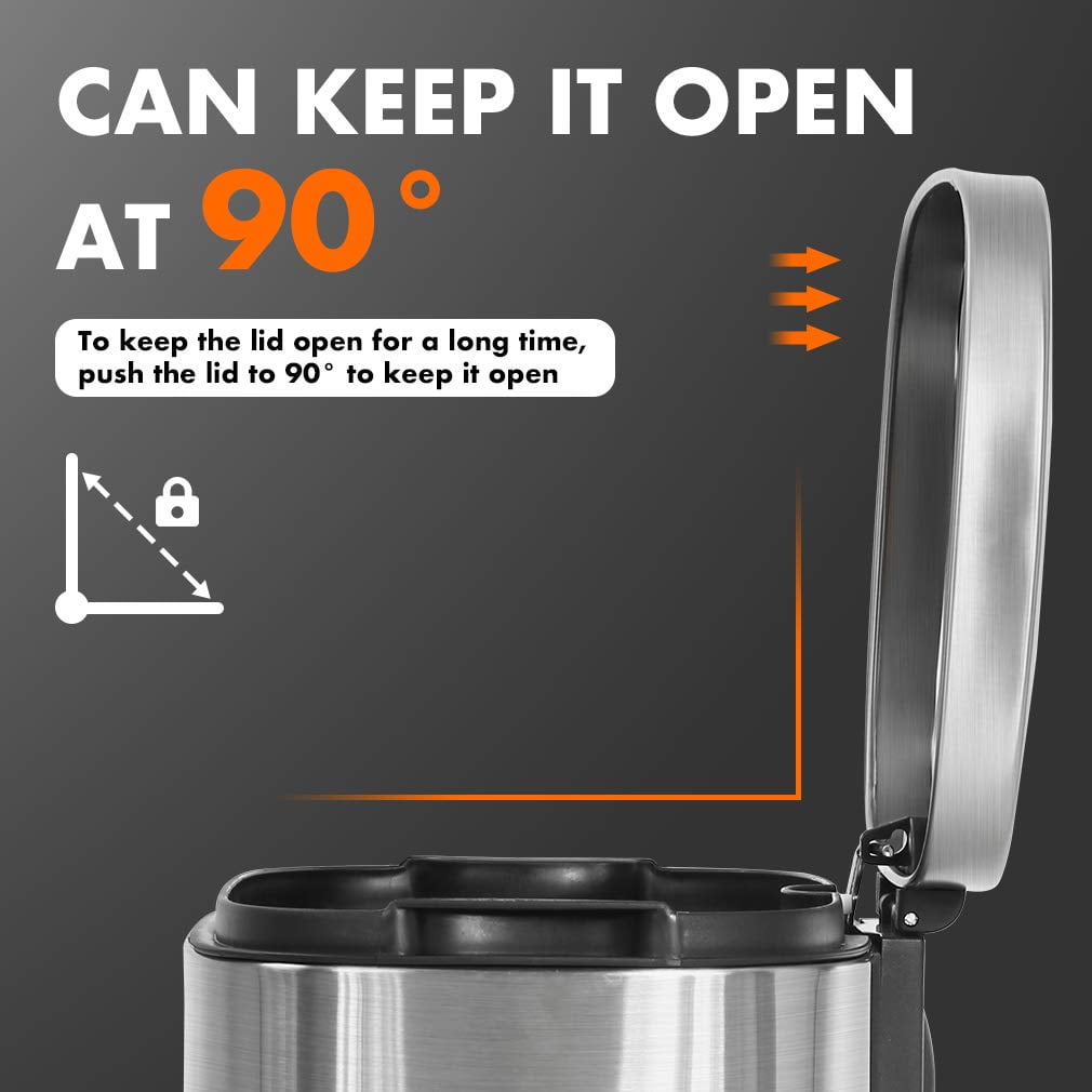 8 Gallon Trash Can with Lid - Stainless Steel, Fingerprint Proof, Soft ...