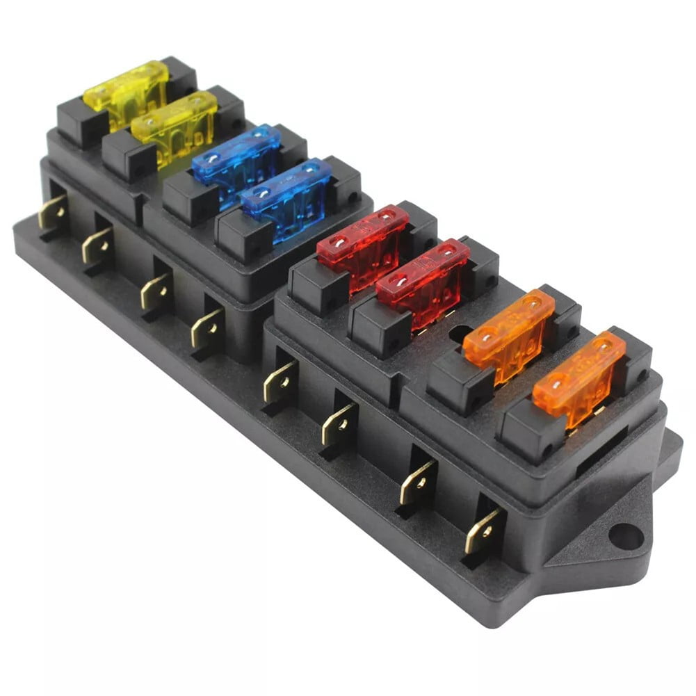 8 Gang 8 Way In Line Blade Fuse Box Block Holder Circuit for 12v 24v ...