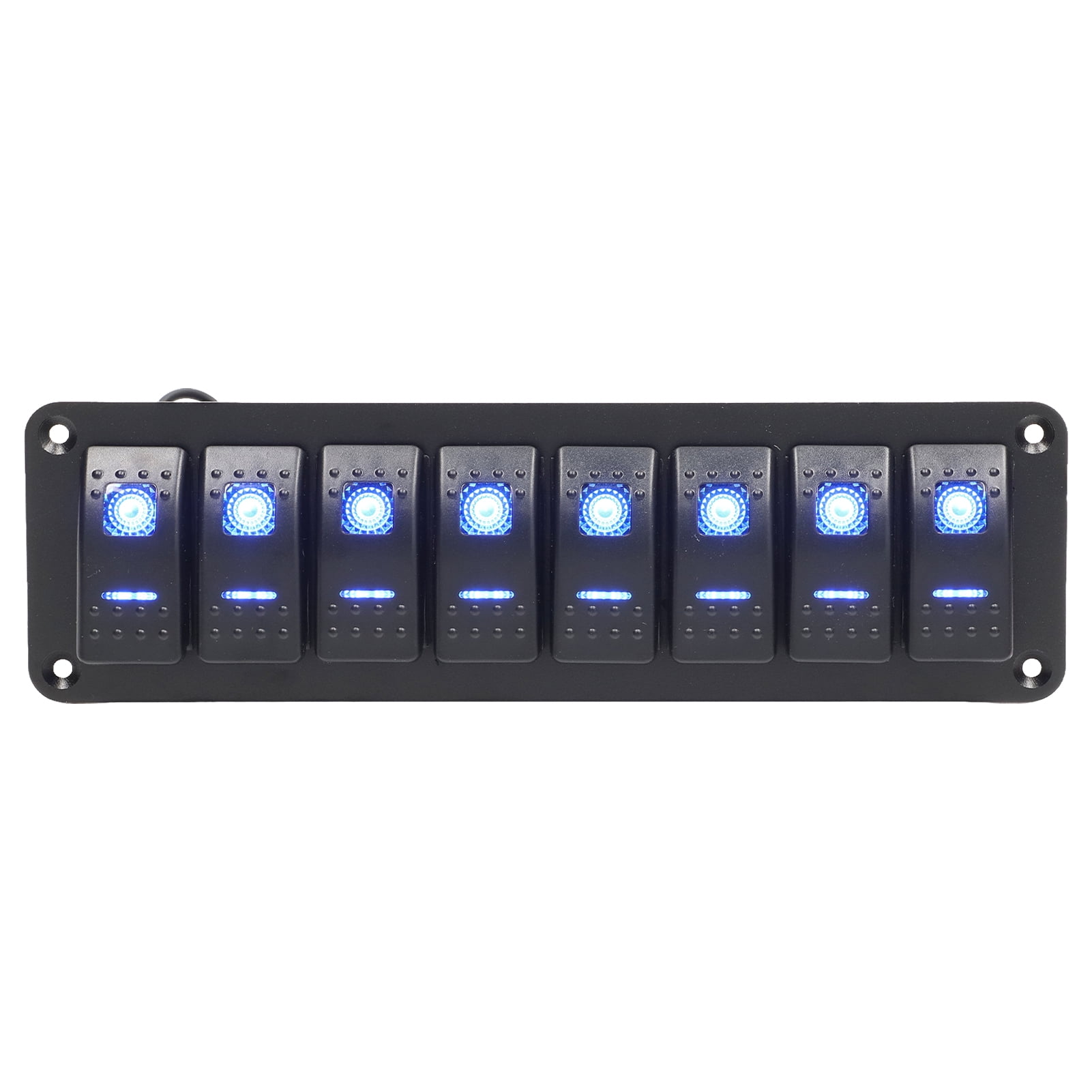 8 Gang Rocker Switch Panel LED Backlit On Off Switch Waterproof ...