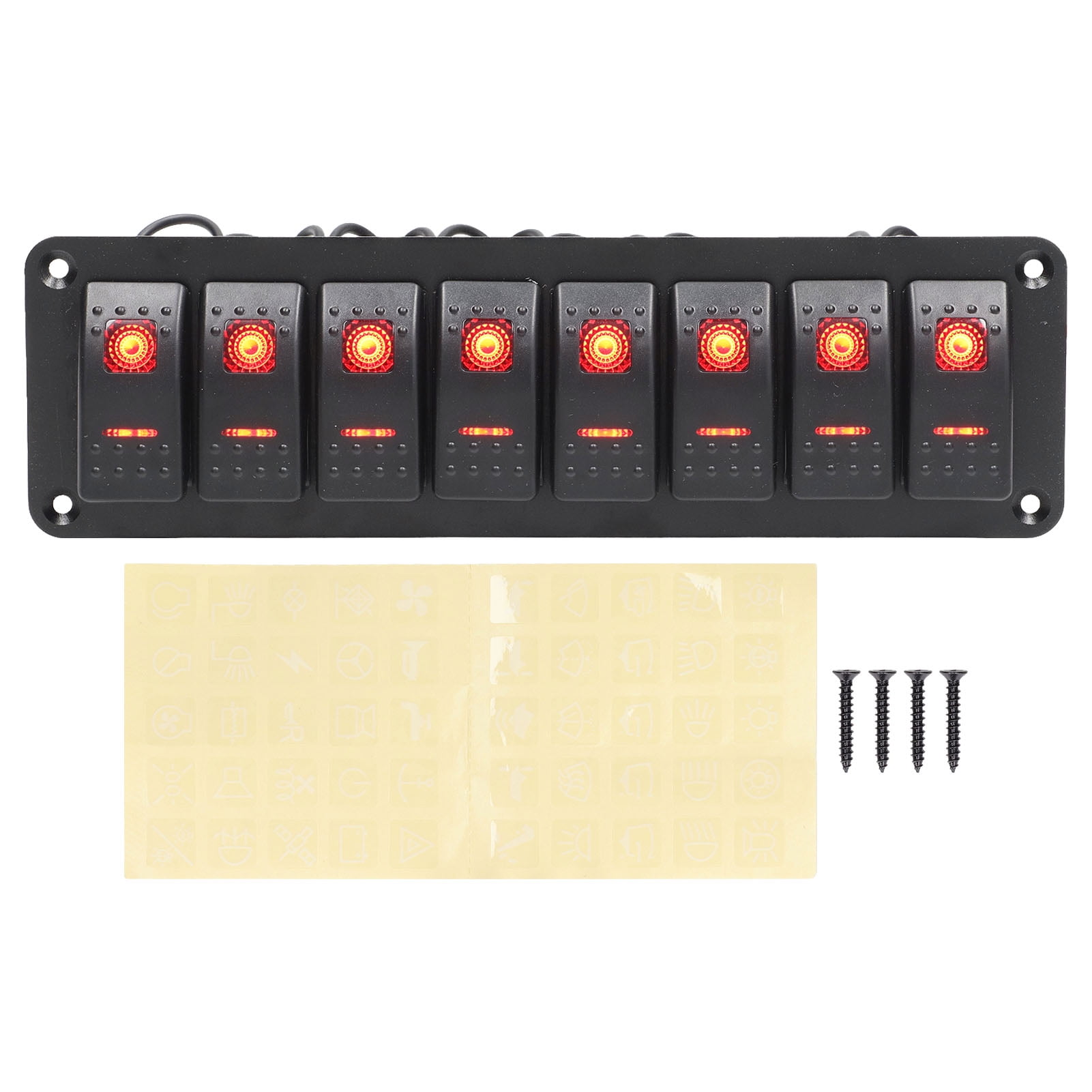 8 Gang Rocker Switch Panel LED Backlit On Off Switch Waterproof ...