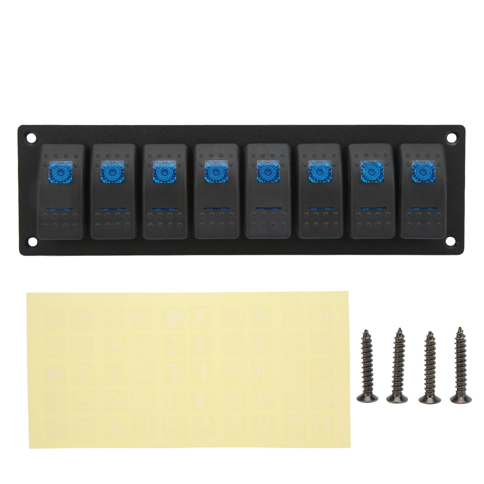 8 Gang Switch Panel Waterproof 12V 24V with Blue Backlight for RV Car ...