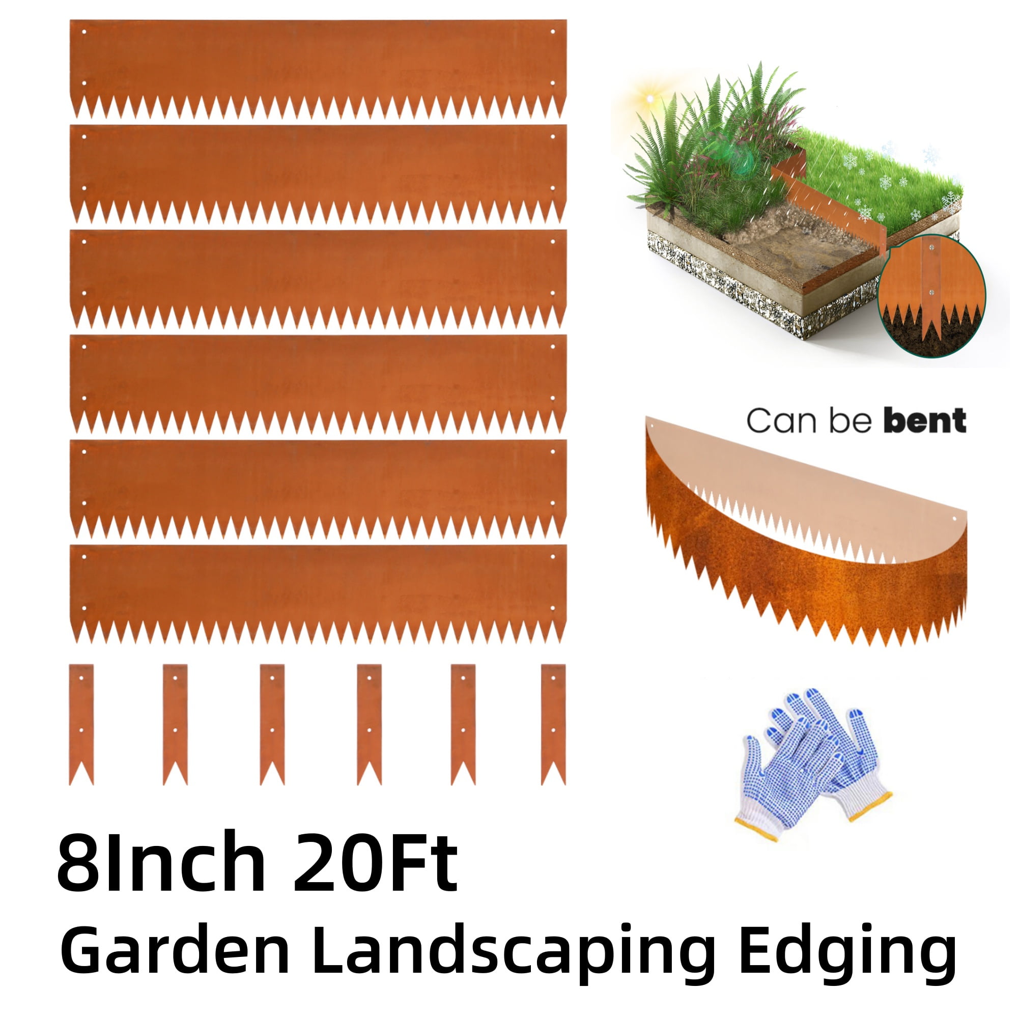 8" Garden Border Edging for Landscaping Metal Fence for Flower Bed DIY ...