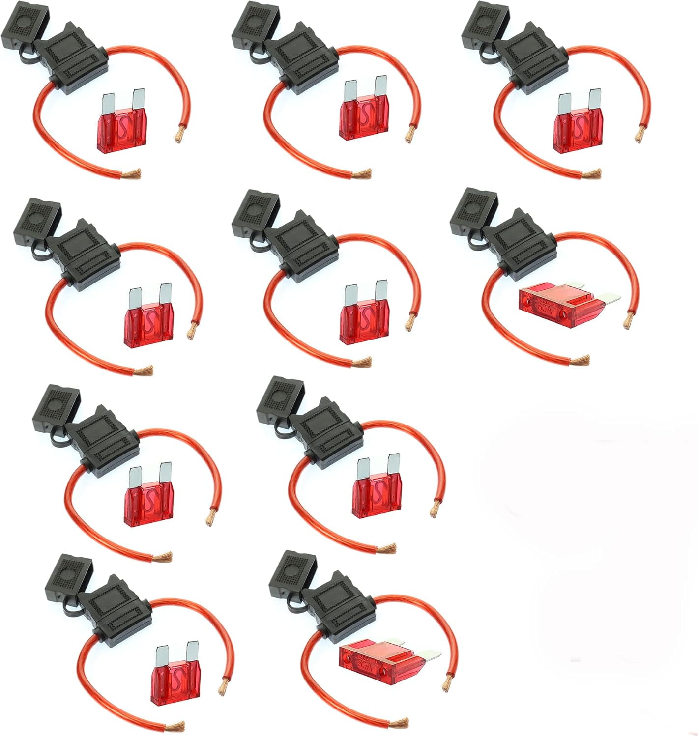 8 Gauge Fuse Holder Fuseholder with Cover and 50 Amp Fuse (10 Pack ...