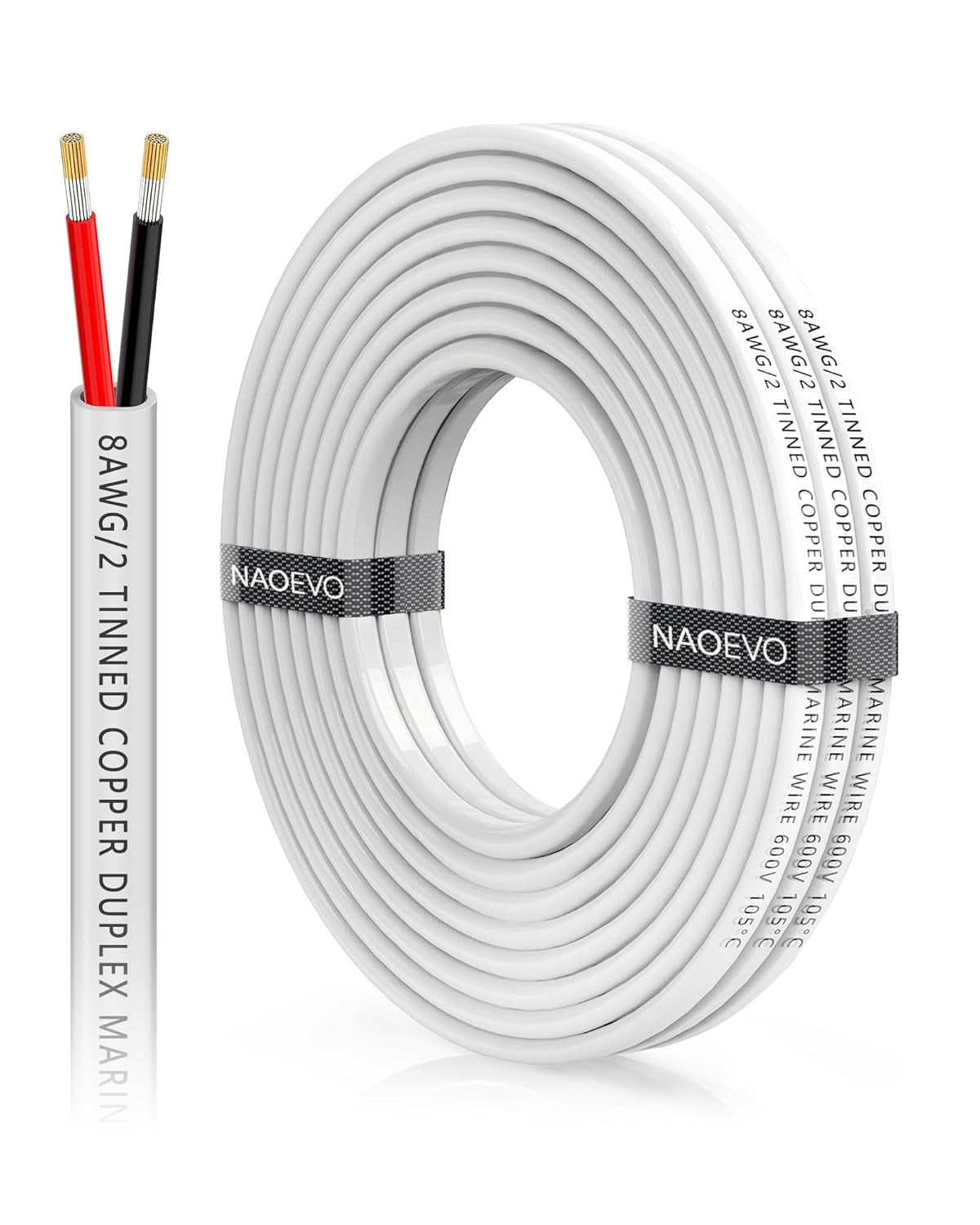 8 Gauge Marine Wire Duplex, 8 AWG Stranded PVC Marine Electrical Wire ...