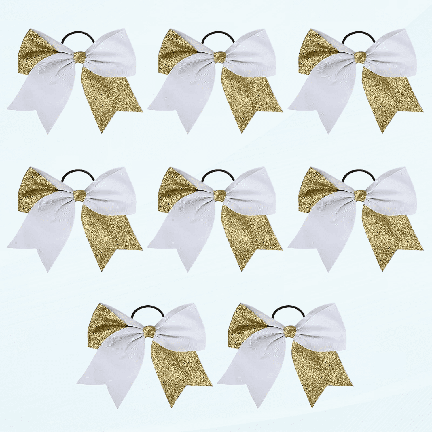 8" Glitter Gold White Christmas Cheer Bows - Cheer Hair Bows for Girls ...