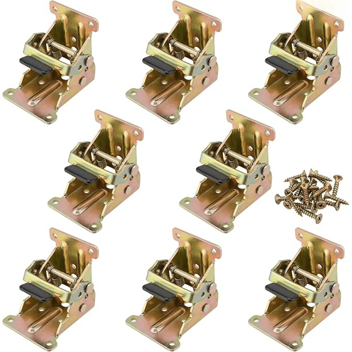 8 Gold Auto-Lock Foldable Leg Hinges (0-90° Adjustable) – Sturdy Metal ...