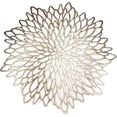 8 Gold Metallic Round Placemats, 15" Vinyl Leaf Design, Washable Heat ...