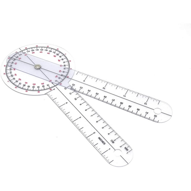 8" Goniometer Clear Plastic Multi-Ruler 360 Degree Measuring Tool ...