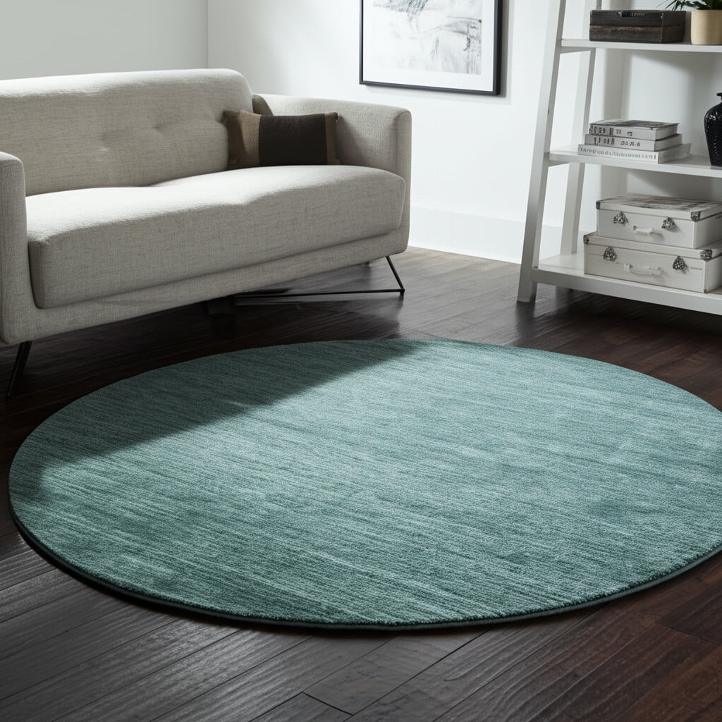 HomeRoots 617103 8 ft. Green & White Hand Woven Round Rug - Walmart.com