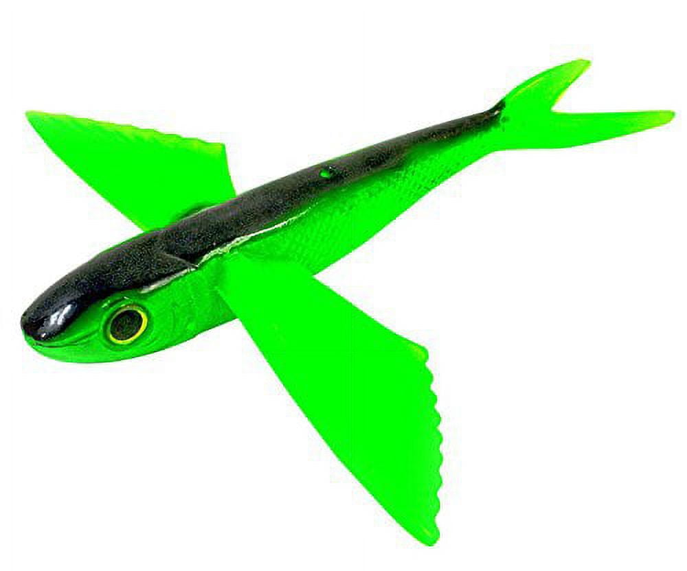 8" Green and Black Flying Fish Gummy Plastic - Mahi, Tuna, Wahoo Lure ...