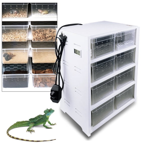 8-Grid Multifunctional Reptile Breeding Tank with Heating Pad, Acrylic ...