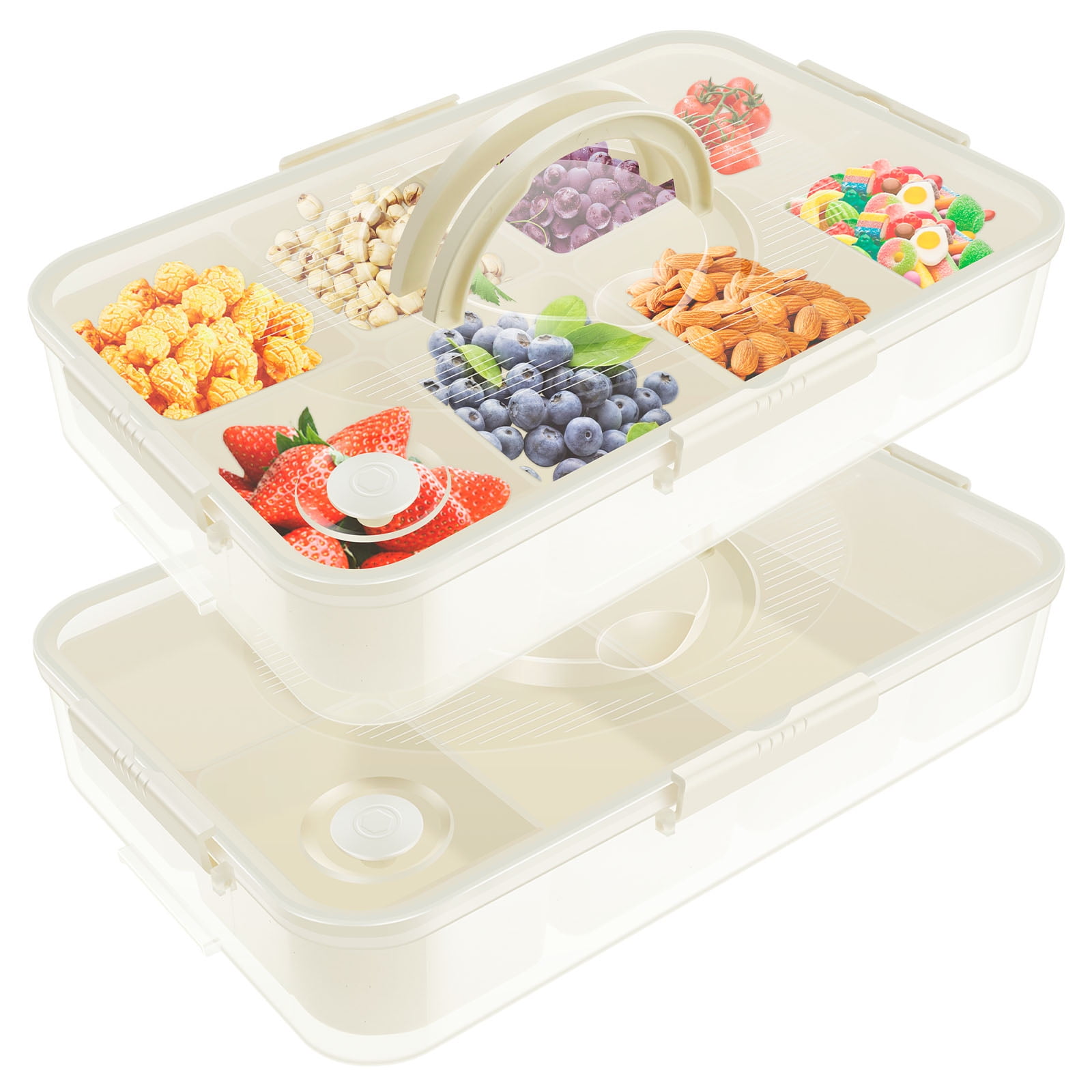 8 Grids Plastic Divided Serving Tray Portable Rectangle Snack Divided ...