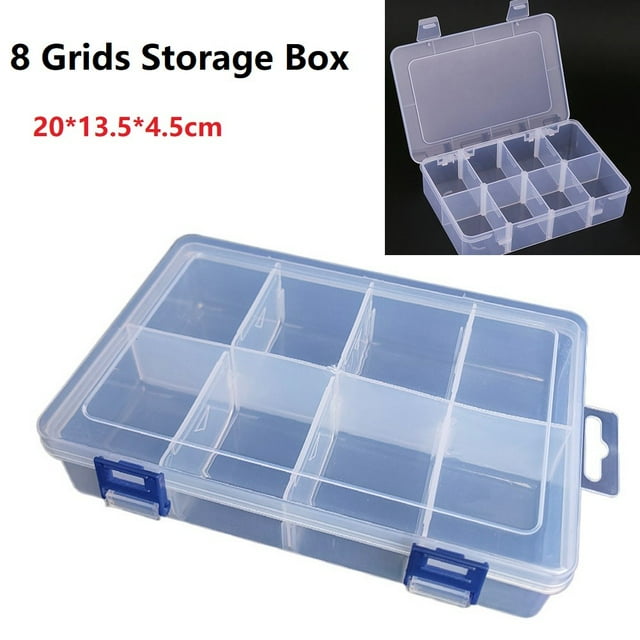 8 Grids Tool Storage Box Adjustable Compartment Plastic Storage Box ...