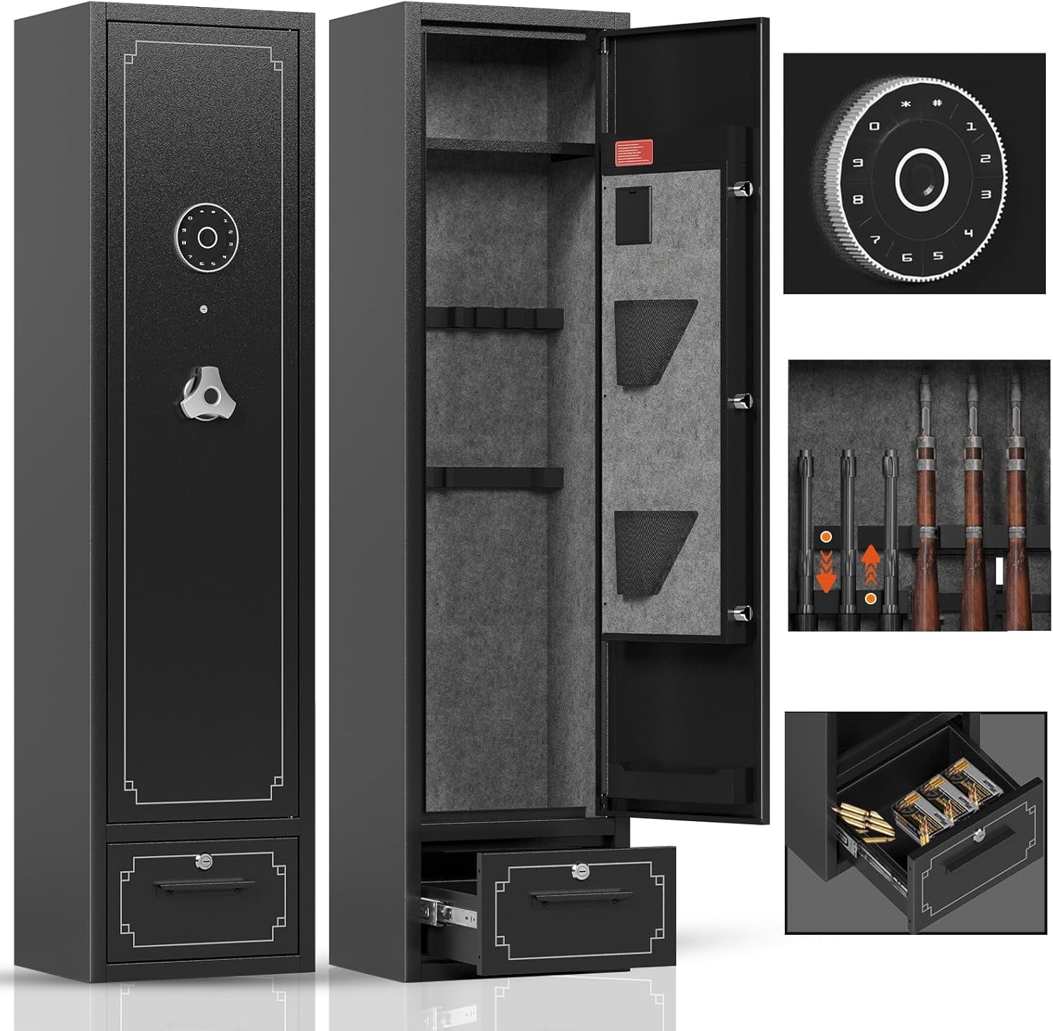 8 Gun Safe Rifle,Gun Safe for Rifles and Pistols,Rifle Safe with Drawer ...