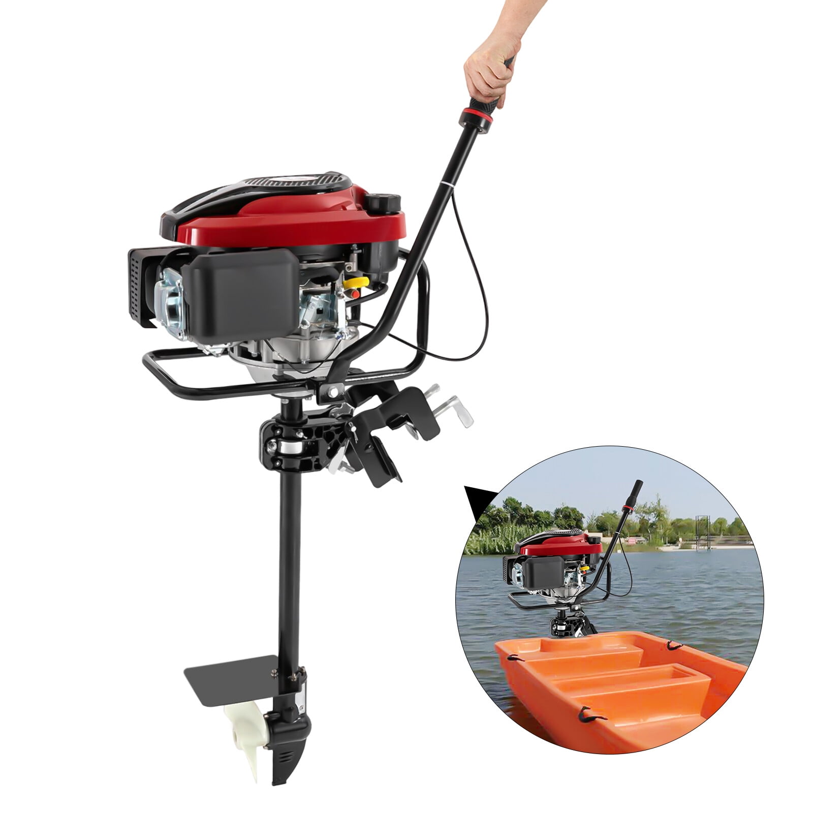 HP 8HP 4-Stroke Outboard Motor - 196cc Gasoline Engine, Fishing Boat ...