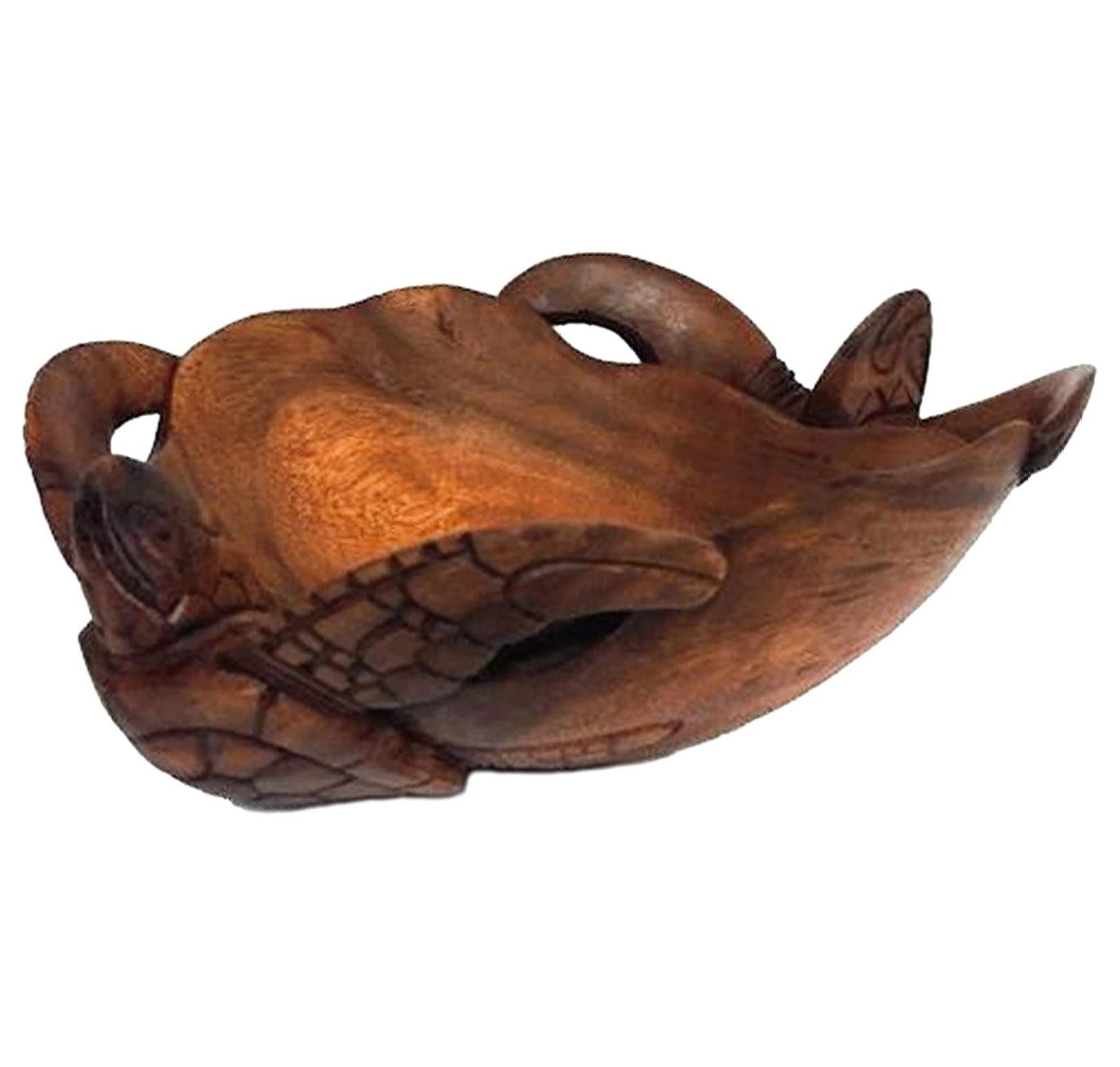 8" Hand Carved Wood Hawaiian Double Honu Sea Turtle Bowl - Walmart.com