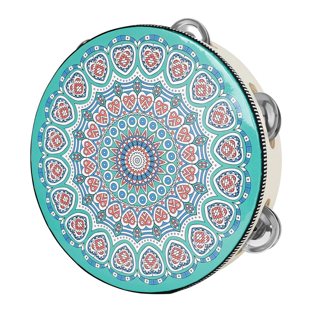 8" Hand Held Tambourine Bell Wood Tambourine Bell With Metal Jingles ...