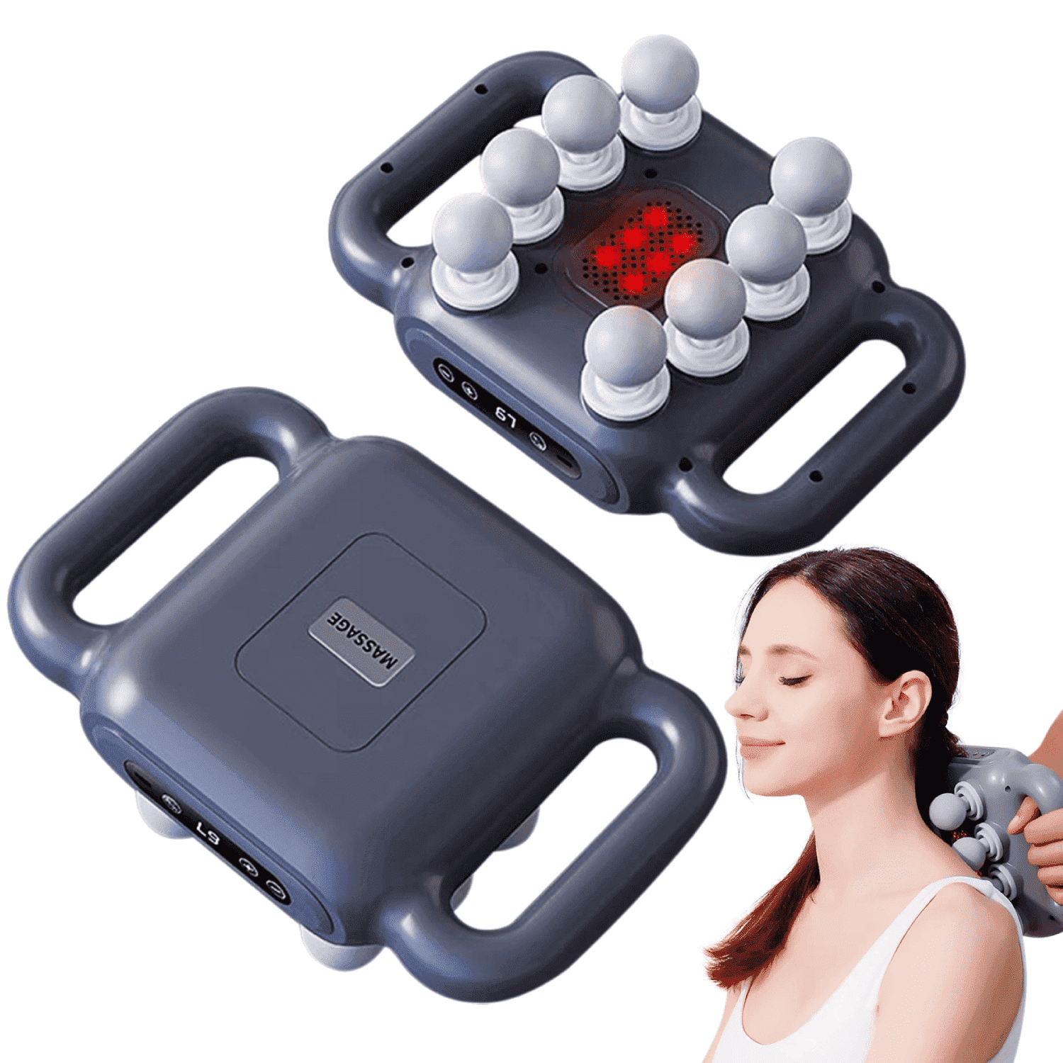 8 Head Massage Gun Deep Tissue,Back Massager with 9 Levels & 6 Modes ...