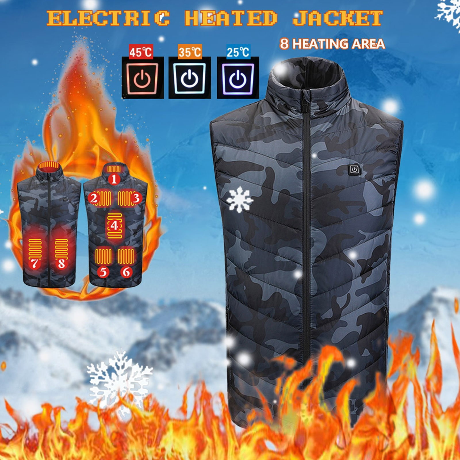 8 Heating Men's And Women's Standing Collar Heating Vest Intelligent ...