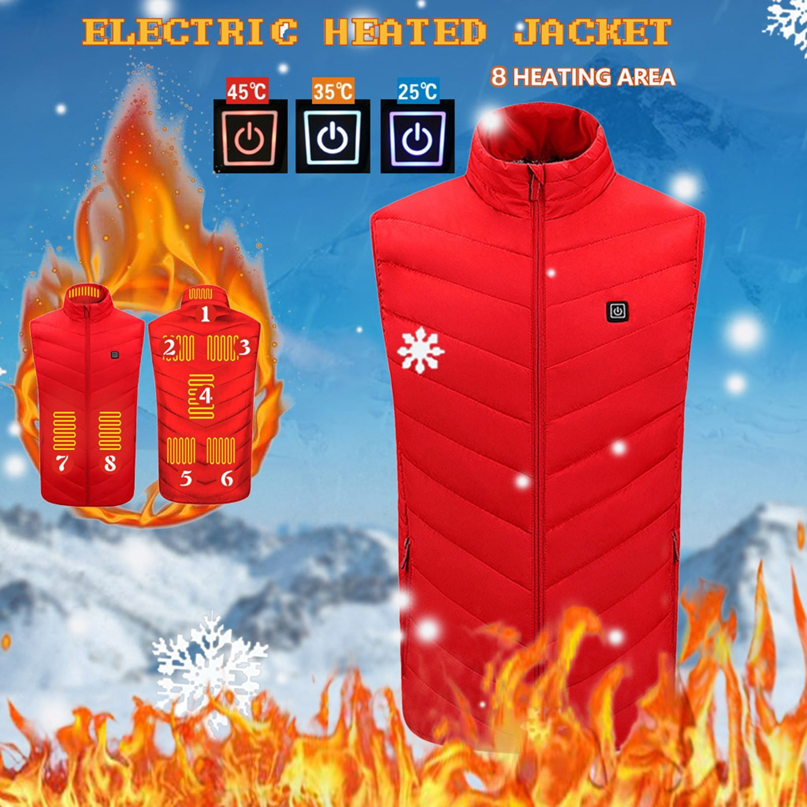 8 Heating Men's and Women's Standing Collar Heating Vest Intelligent ...