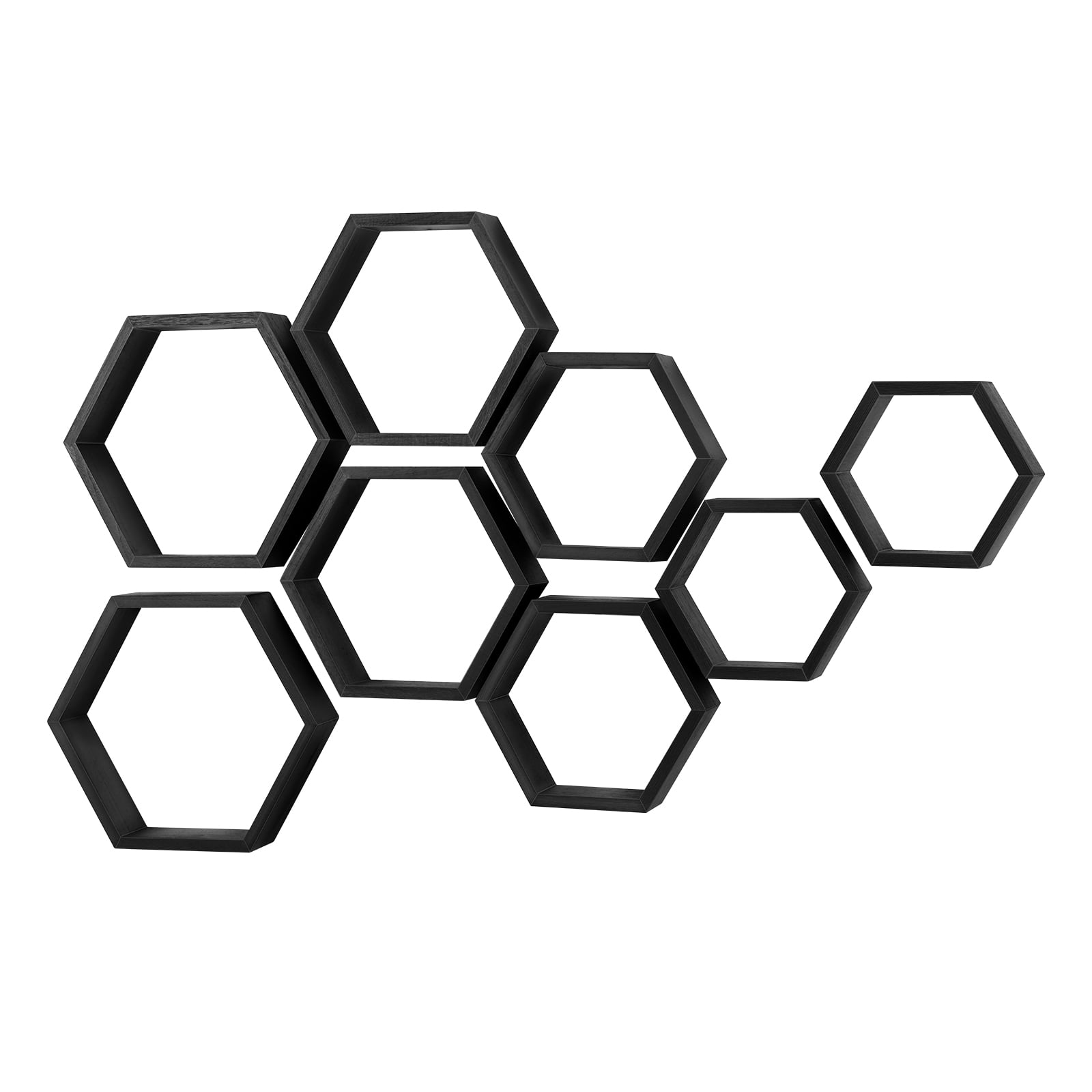 8 Hexagon Floating Shelves Honeycomb Shelves of different sizes Black ...