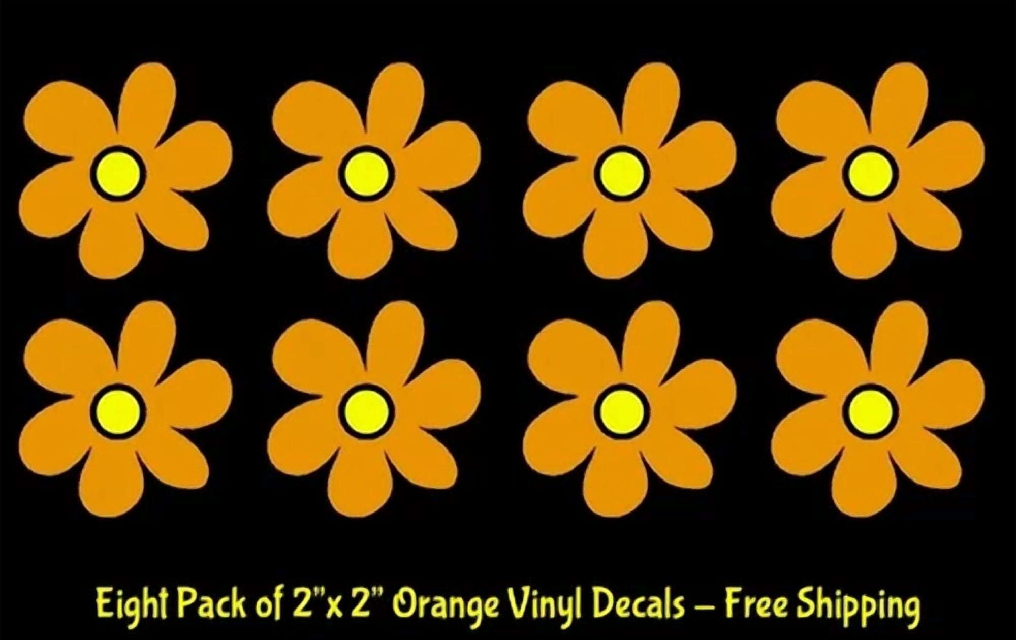 8 Hippie Flowers Light Orange & Yellow 2" Vinyl Decals Windows Laptop ...
