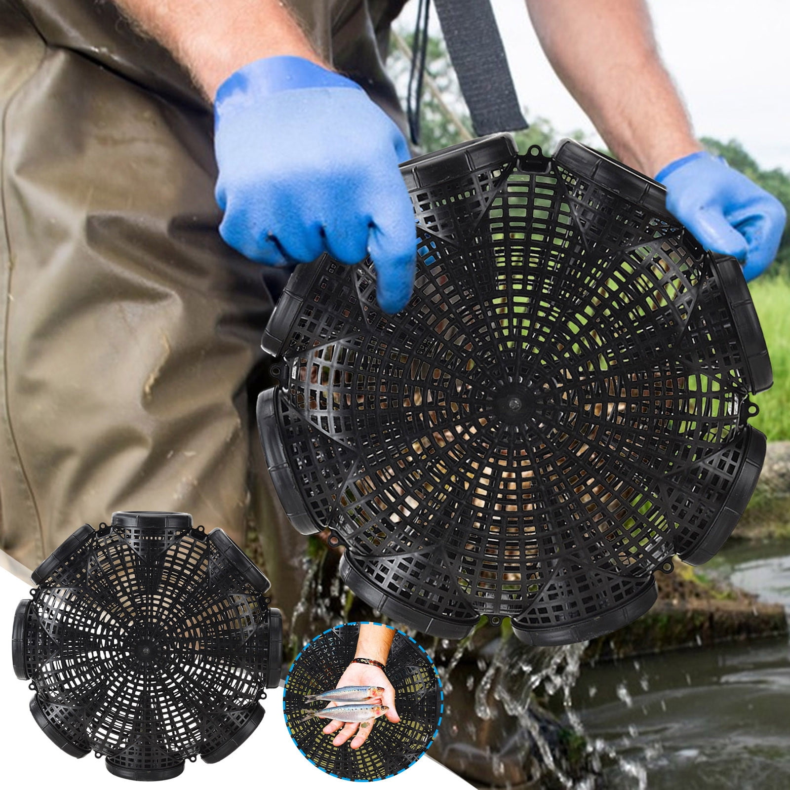 8-Hole Fishing Trap, Foldable and Portable Design for Catching Eels ...