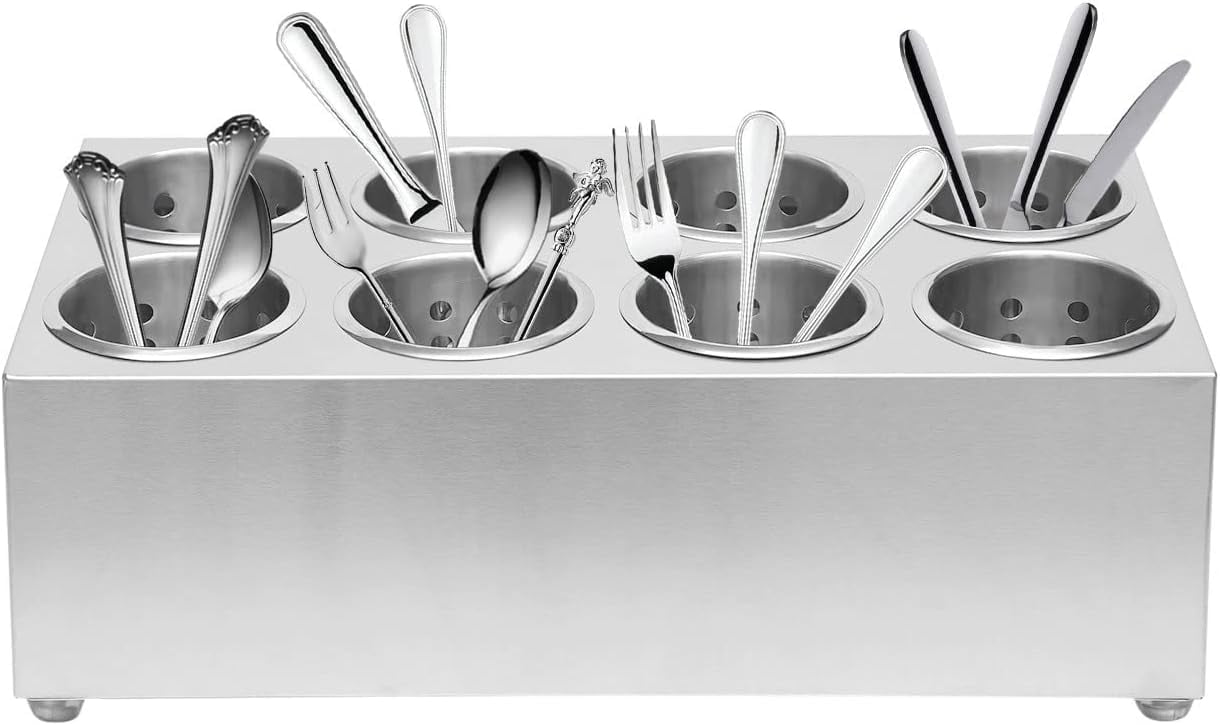 8 Holes Cylinder Flatware Silverware Utensil Holder Organizer Caddy ...