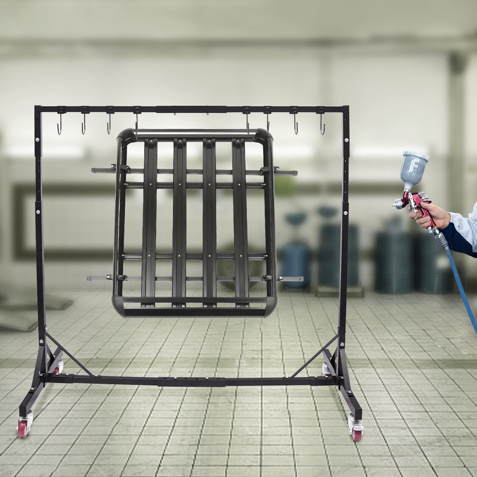 8 Hooks And Adjustable Height And Length Painting Hanger Rack ...