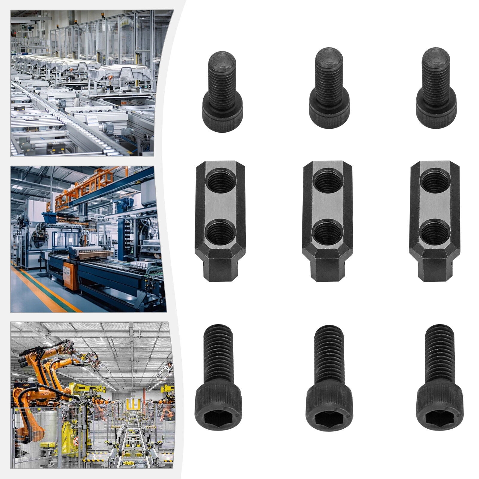 8" Hydraulic 3-Jaw Hollow Chuck Nuts Set 3pcs + Six M12 Bolts, T Nuts ...