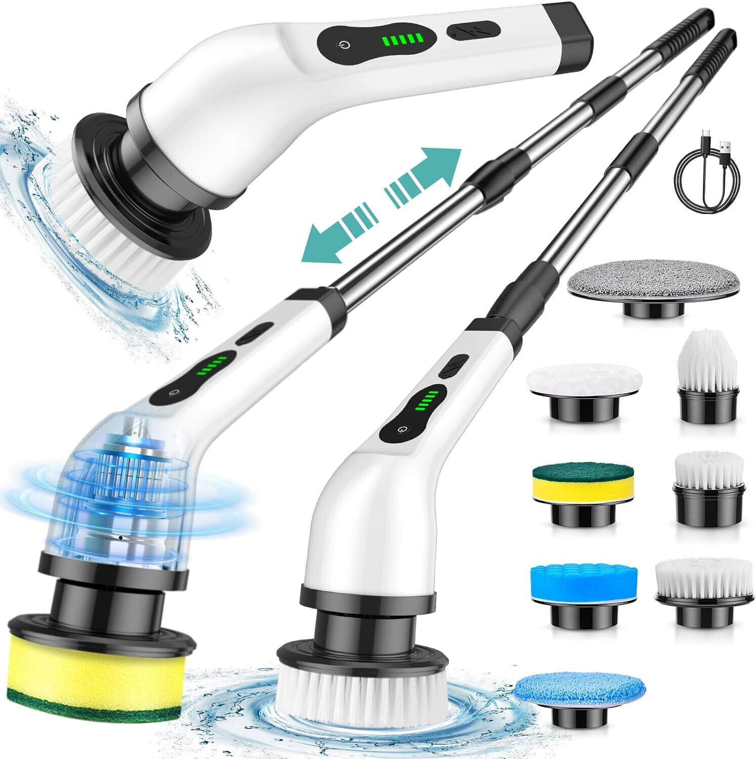8 IN 1 Electric Spin Scrubber Cordless Power Cleaning Brush ...