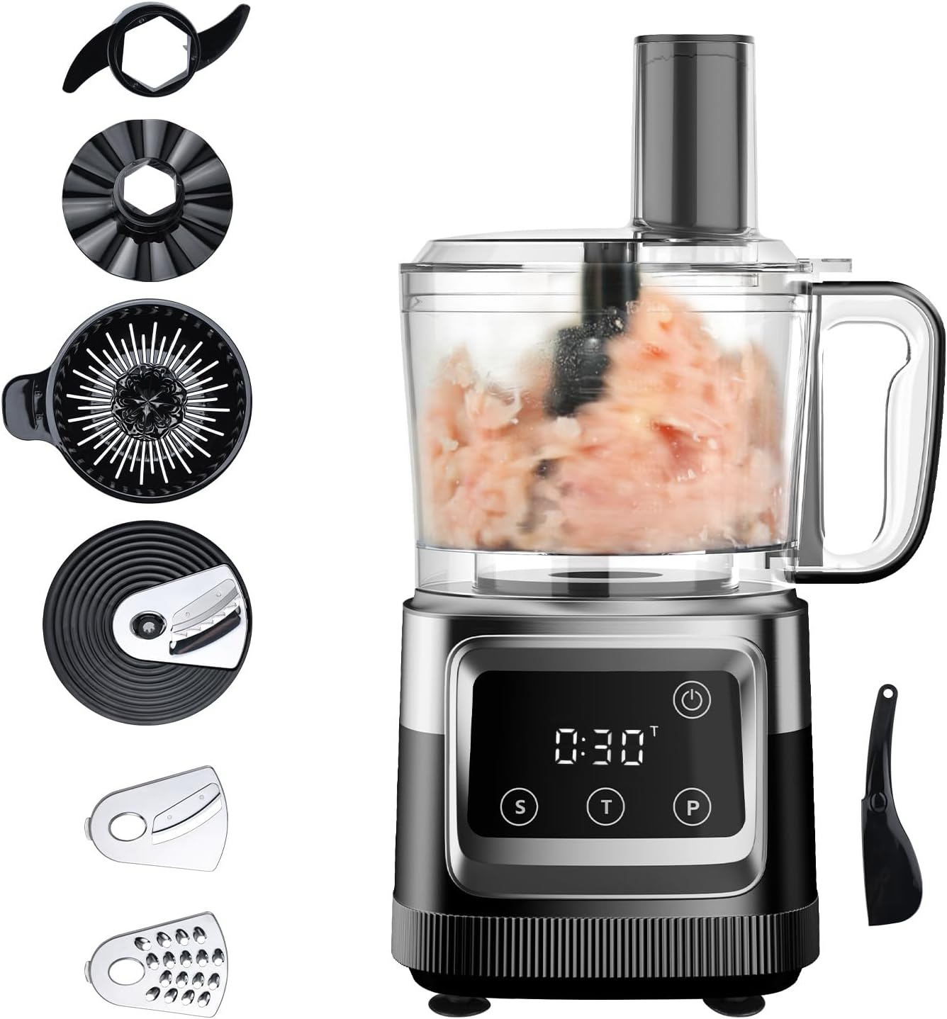 8-IN-1 Food Processor, 8 CUP with Timer & Speed Control, 600W High ...