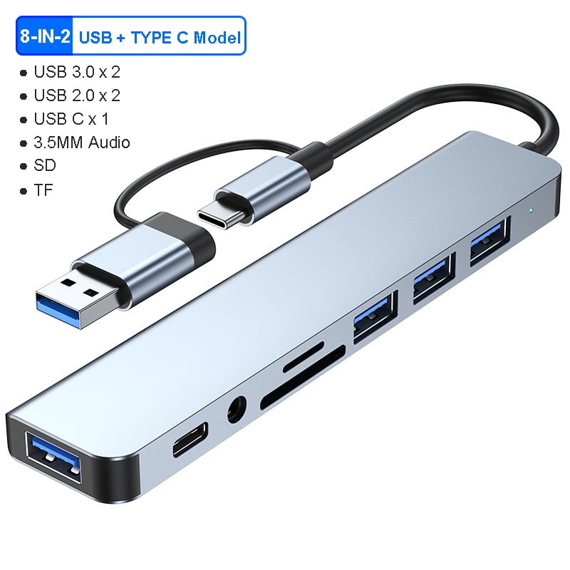 8-IN-2 USB HUB 3.0 USB C HUB Dock Station 5Gbps High Speed Transmission USB Splitter Type C to ...