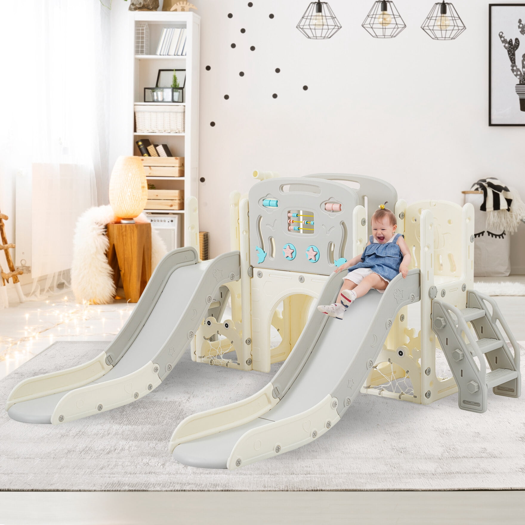 8 In 1 Toddler Slide & Swing Set for Age 1-3, Kids Playset with Slide ...